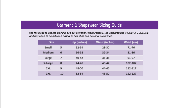 TRANSFORMÂ® Shapewear & Garment Sizing Guide – Cupid's Boutique
